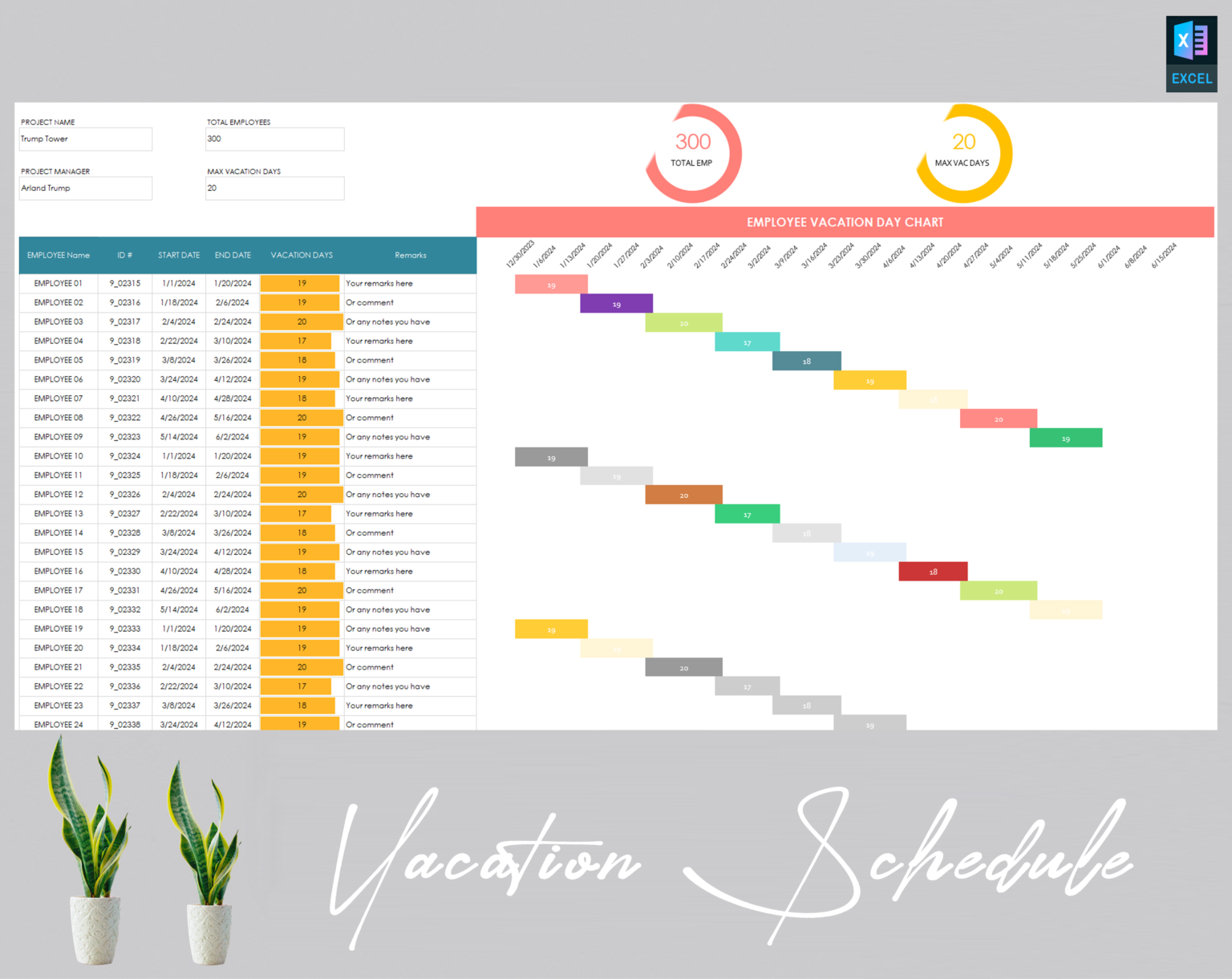 Employees Vacation Schedule Template – Diirzal