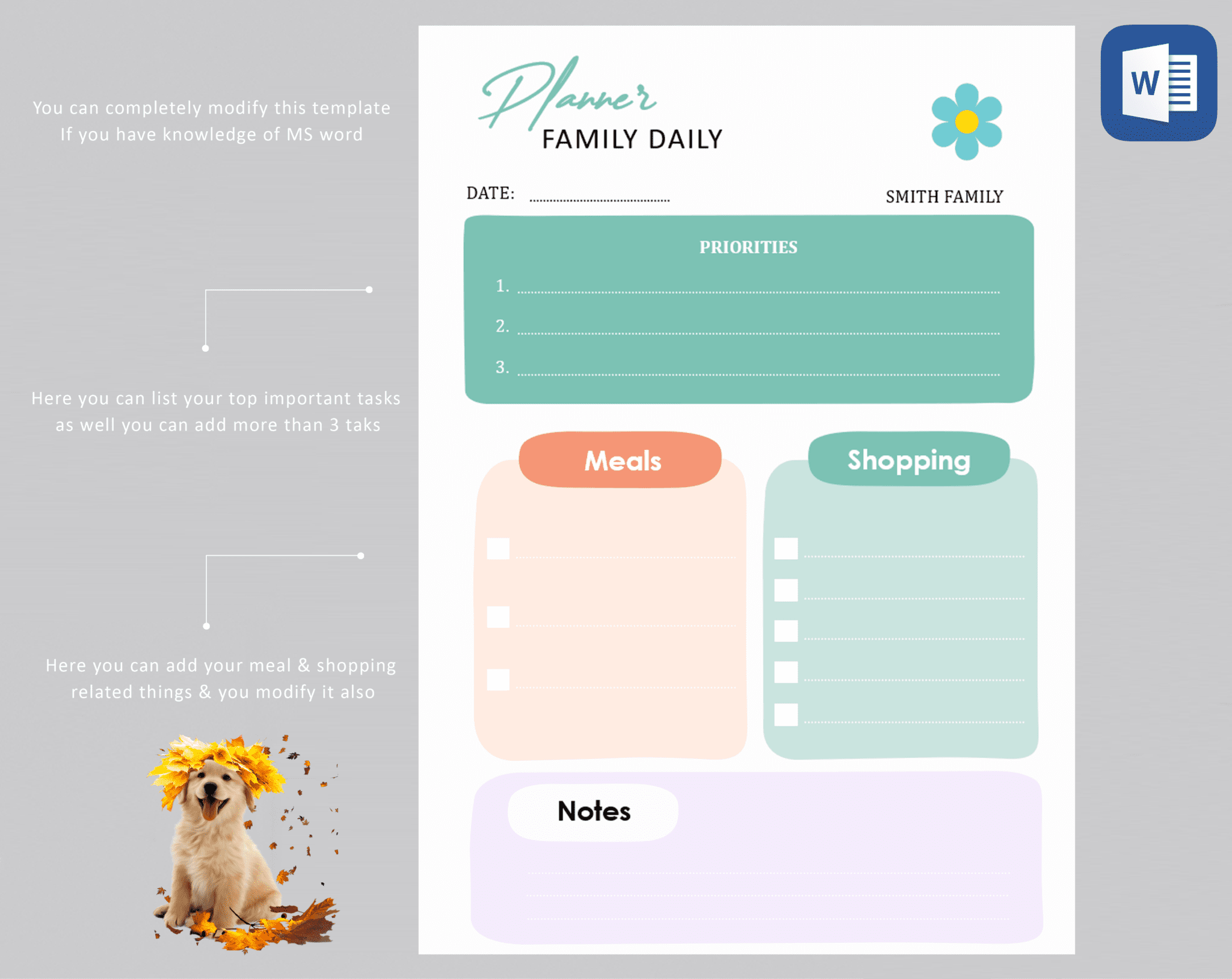 Family Chore List Template – Printable Daily Planner for Organized Families