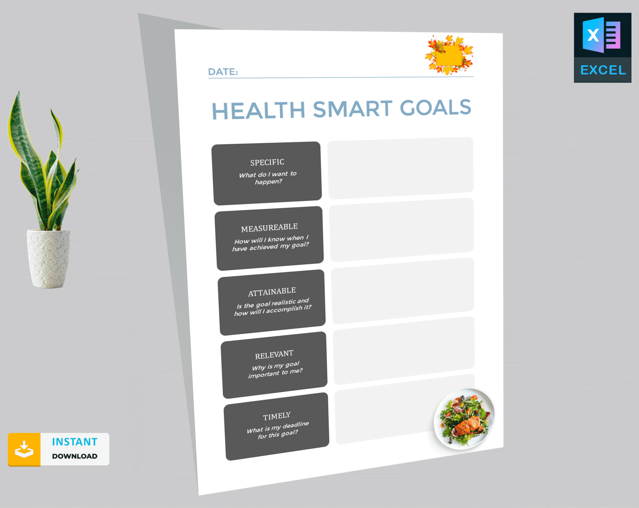 Buy Health Goal Template – Fitness Goal Tracker & Wellness Planner