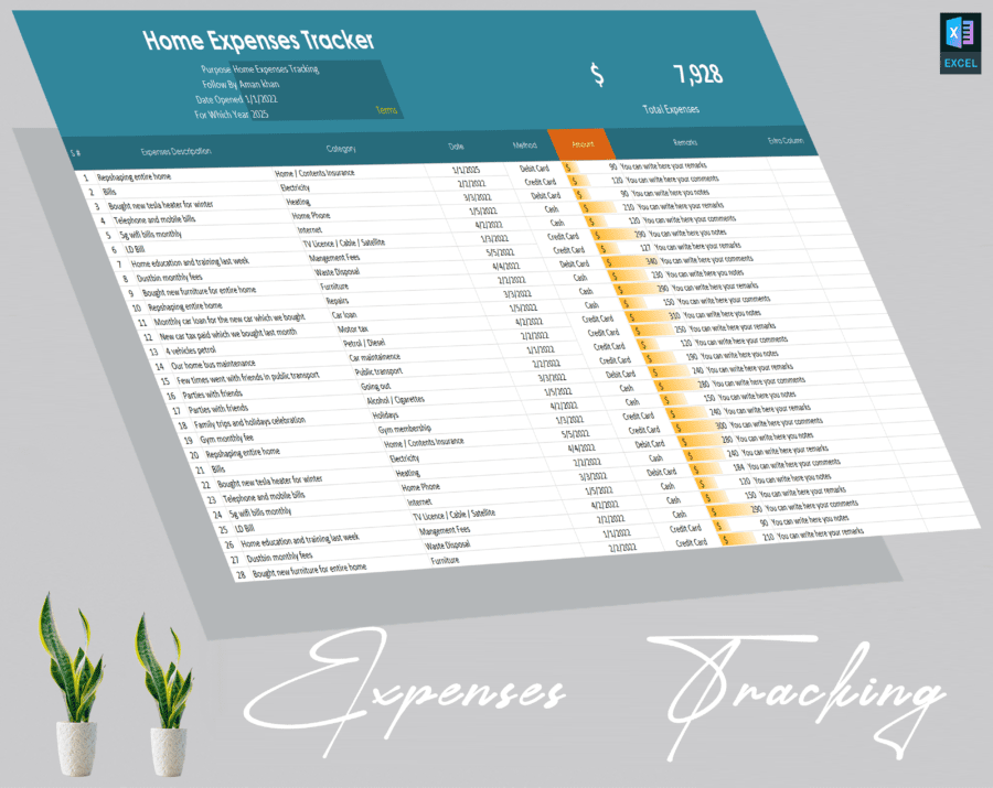 Home Expense Tracking Matrix - Download Printable Expense Tracker for ...
