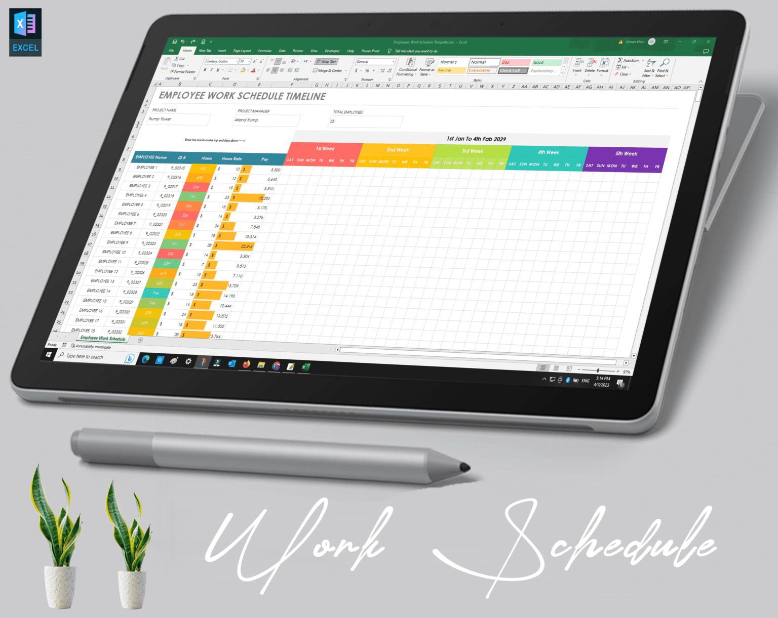 Weekly Schedule Template for Employees | Easy Shift Planning