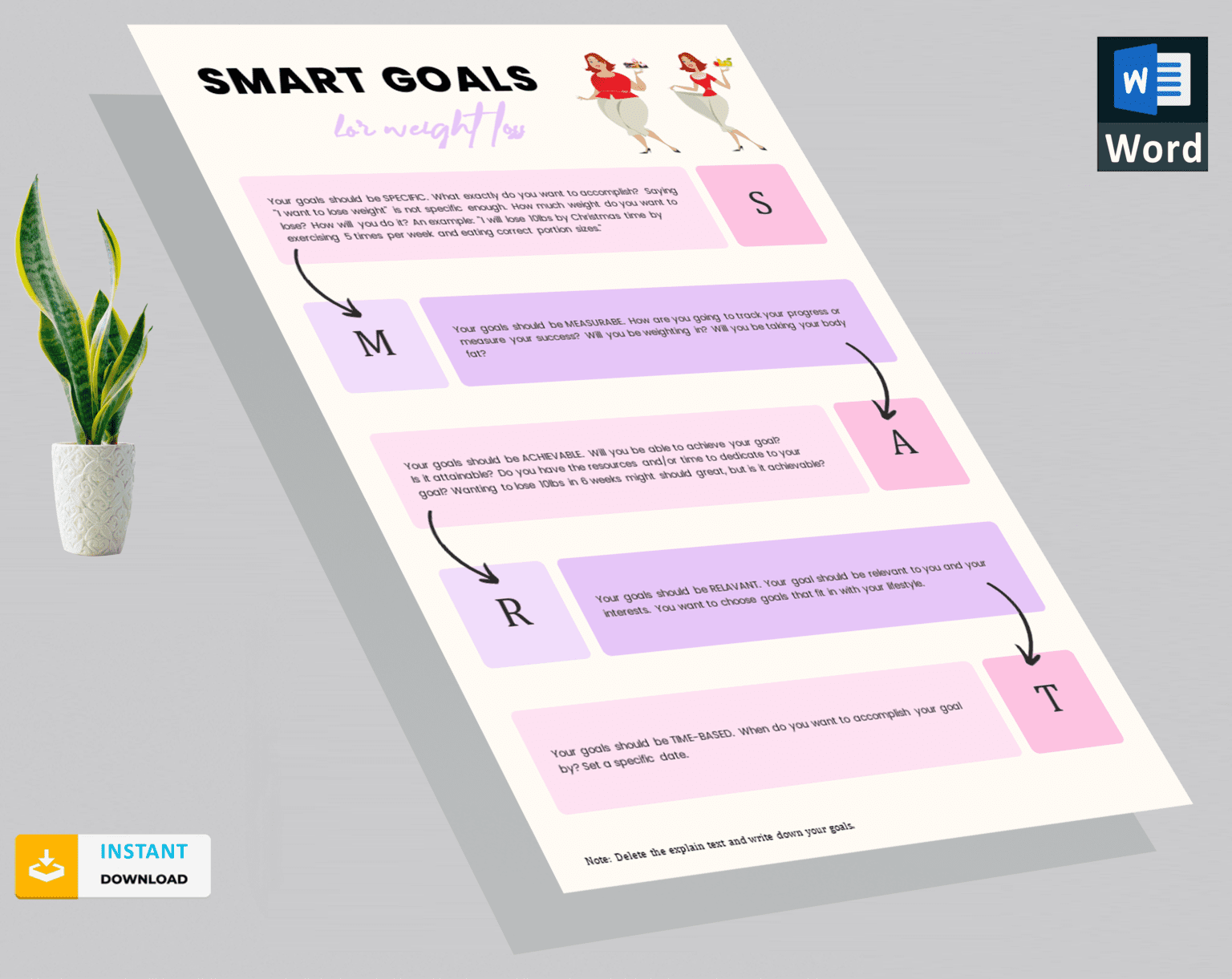 Printable Weight Loss Tracker | Smart Goals for Weight Loss Template