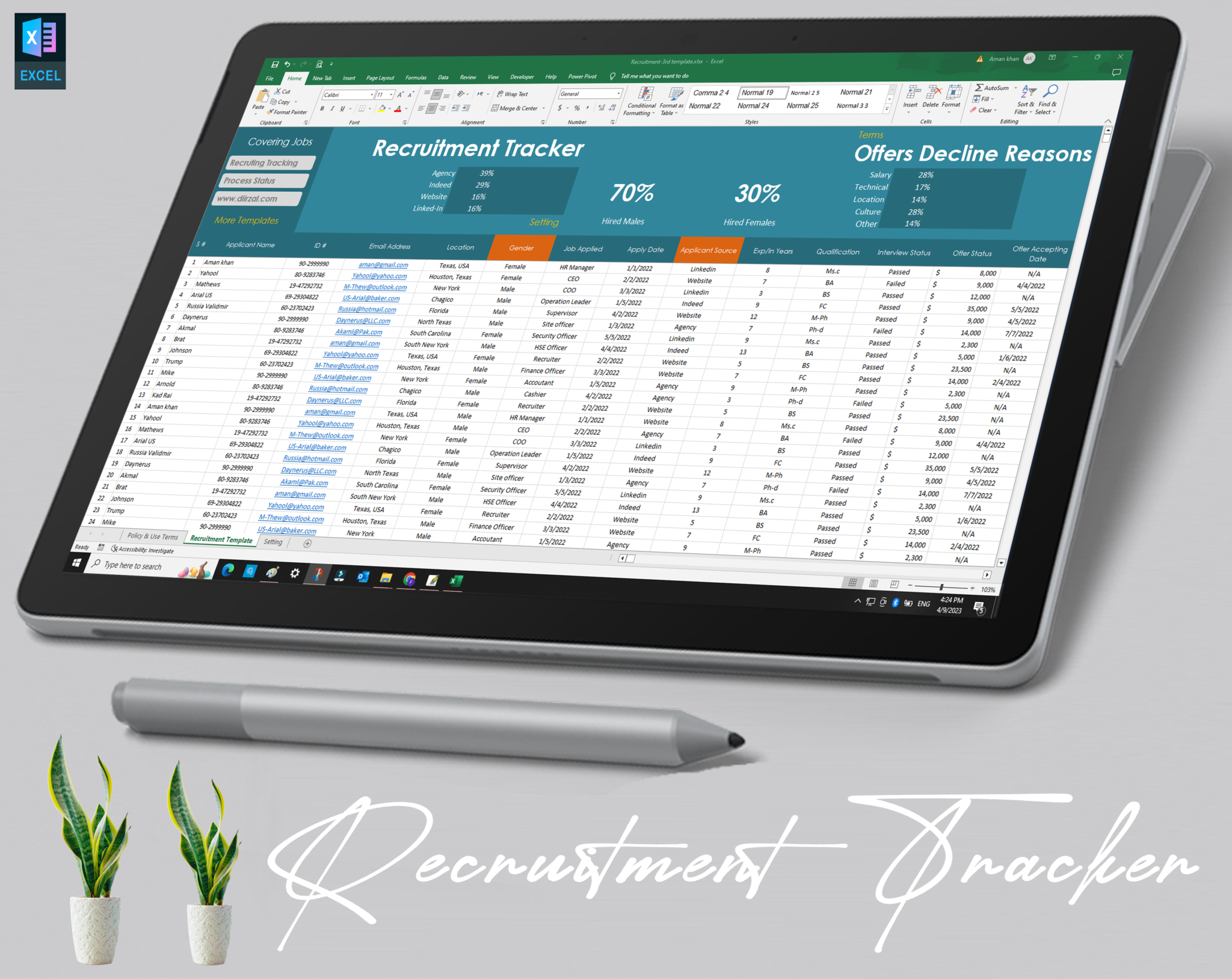 Buy Recruitment Tracker Spreadsheet - Affordable Tracking Template