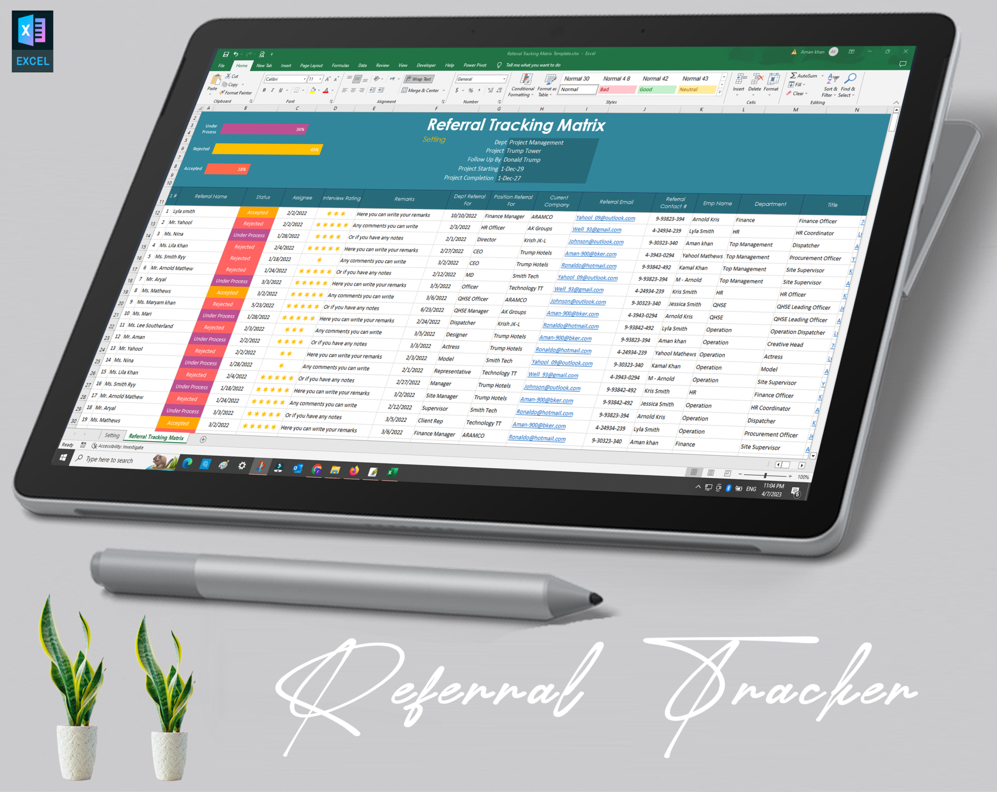 Referral Tracking Matrix Template – Manage Employee & Affiliate Referrals