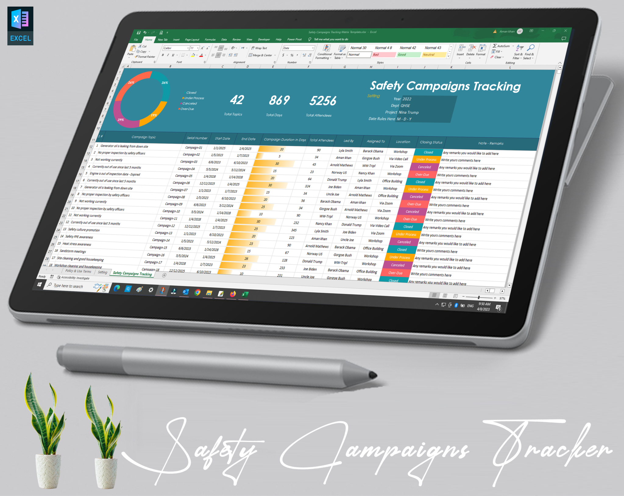 Best Safety Campaign Tracking Software | Buy HSE Tracking Template