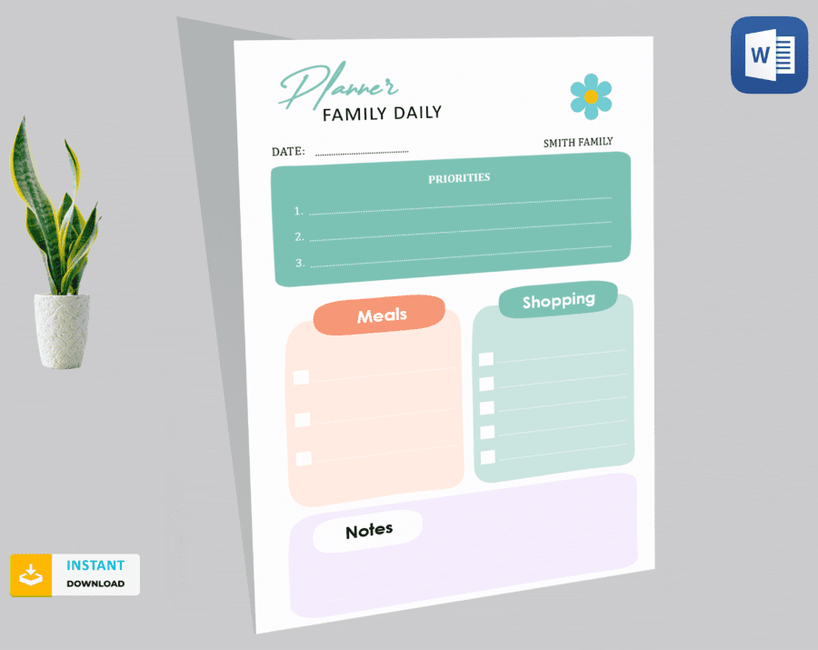 Family Chore List Template – Printable Daily Planner for Organized Families