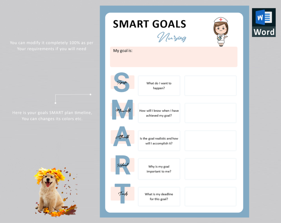 SMART Goals for Nurses Template – Nursing Goal Planner for Career ...