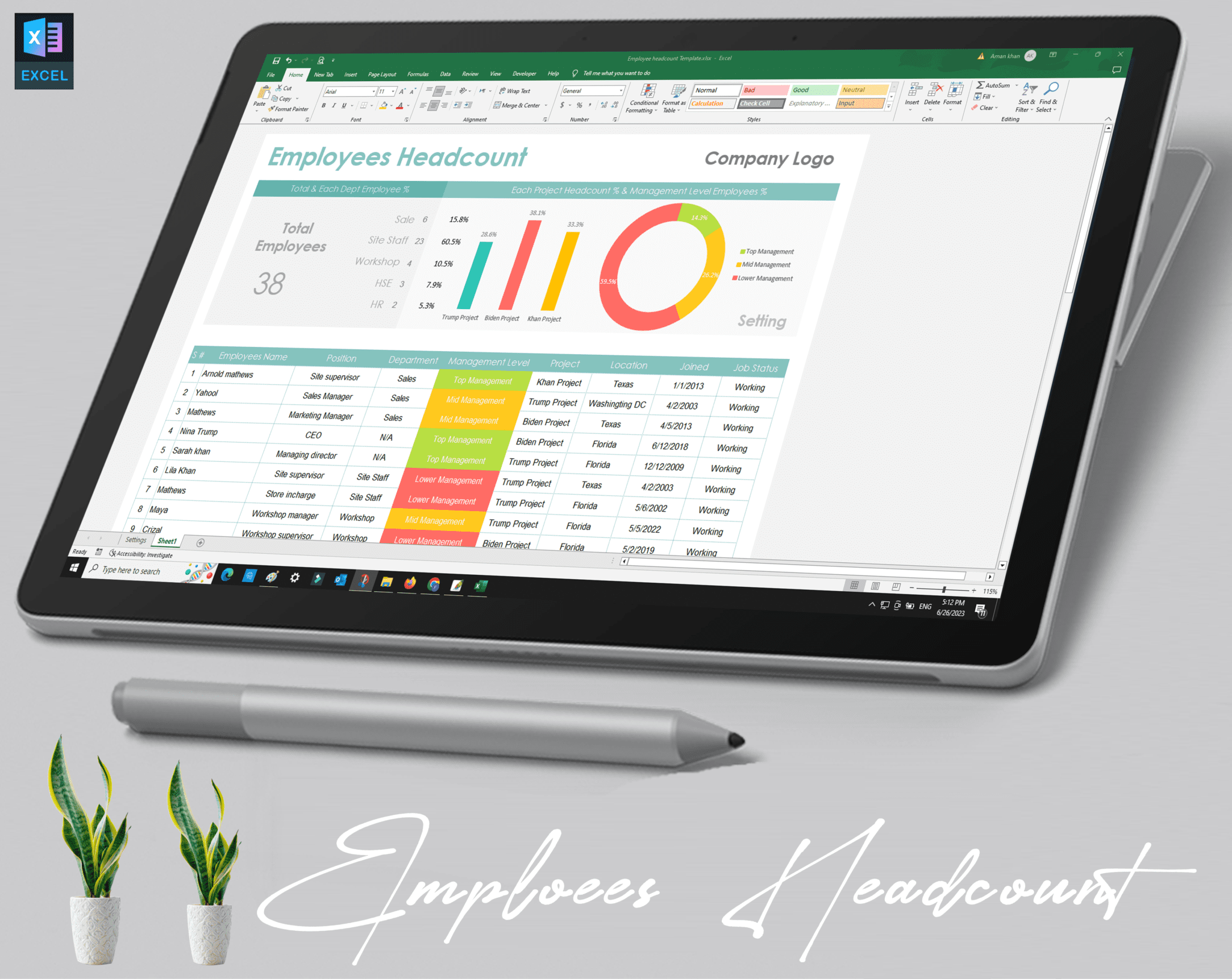 Buy Employee Headcount Template for Efficient Workforce Planning ...