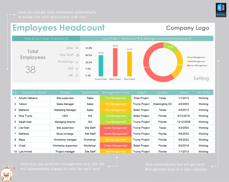 Buy Employee Headcount Template for Efficient Workforce Planning ...