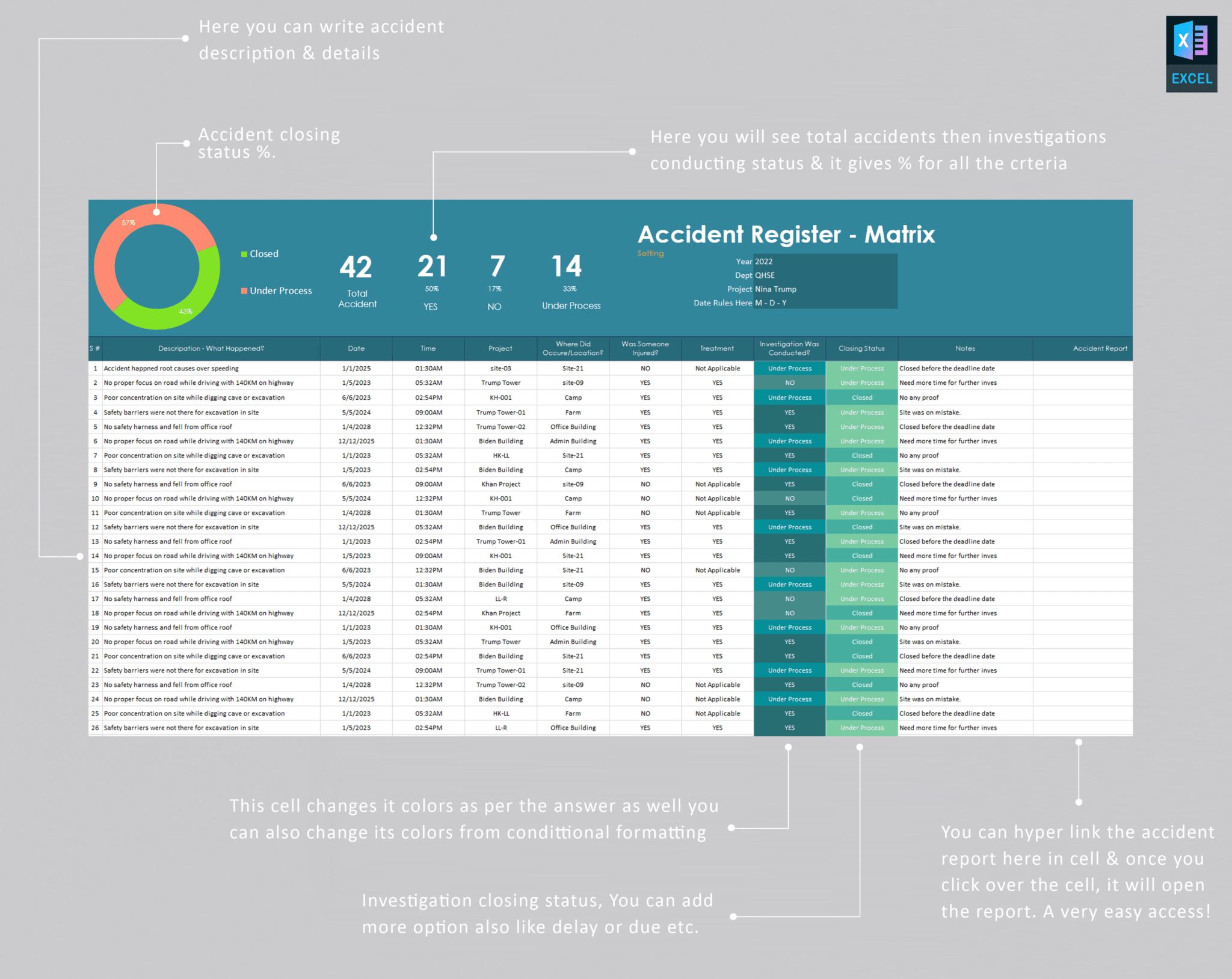 Accident Register Template – Workplace Incident Tracker