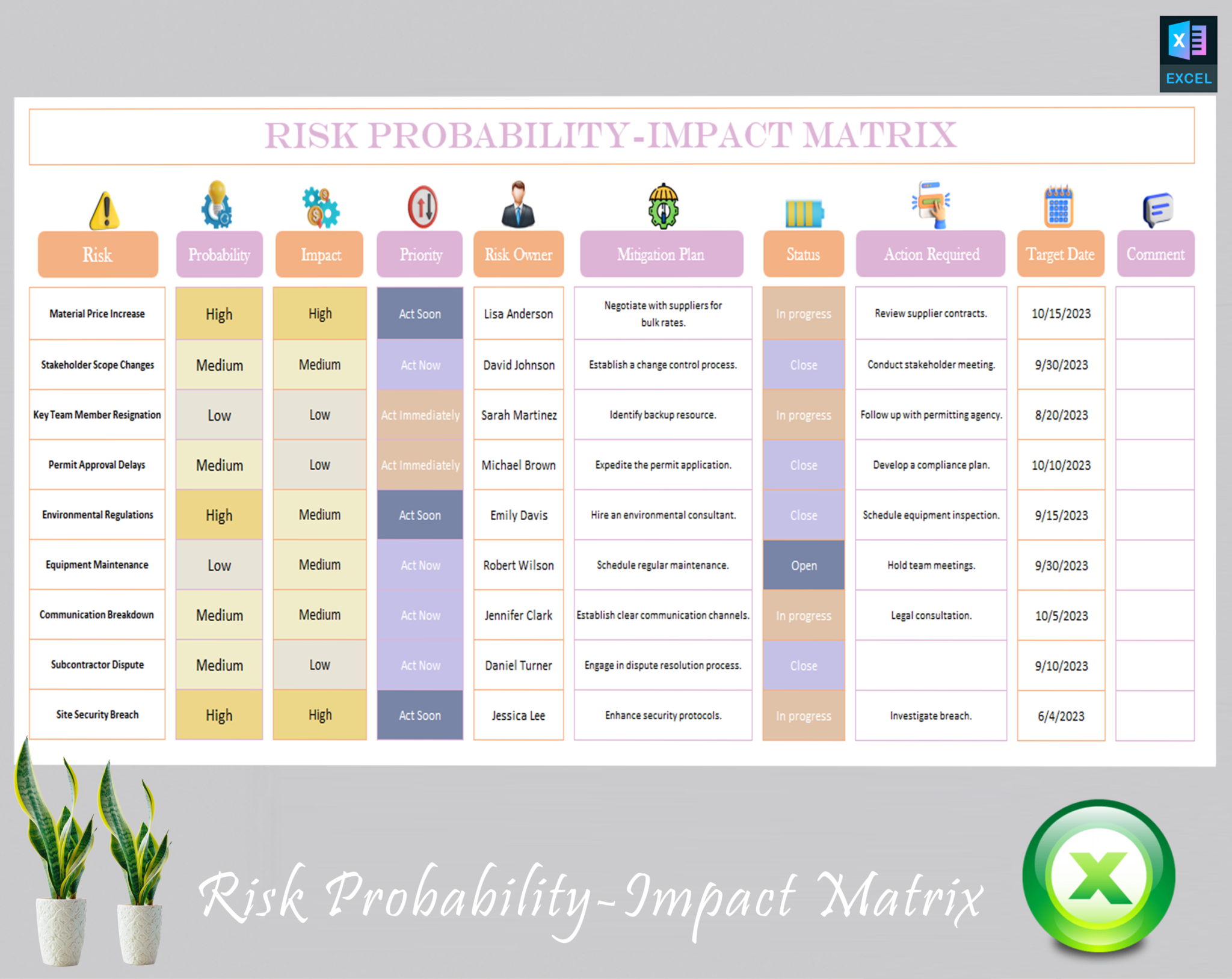 Risk Probability-Impact Matrix – Diirzal