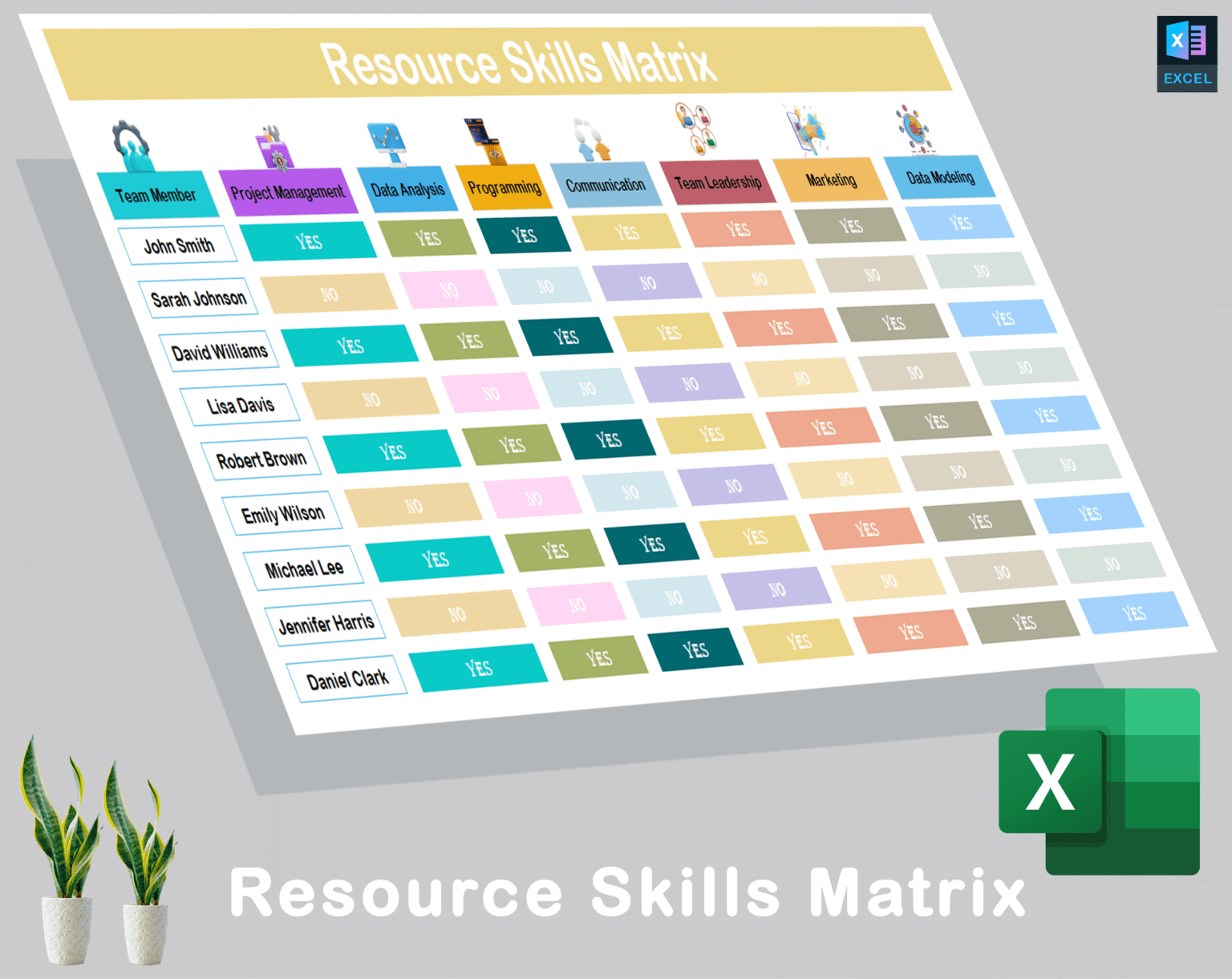 Order Resource Skills Matrix Template for Employee Skills Assessment