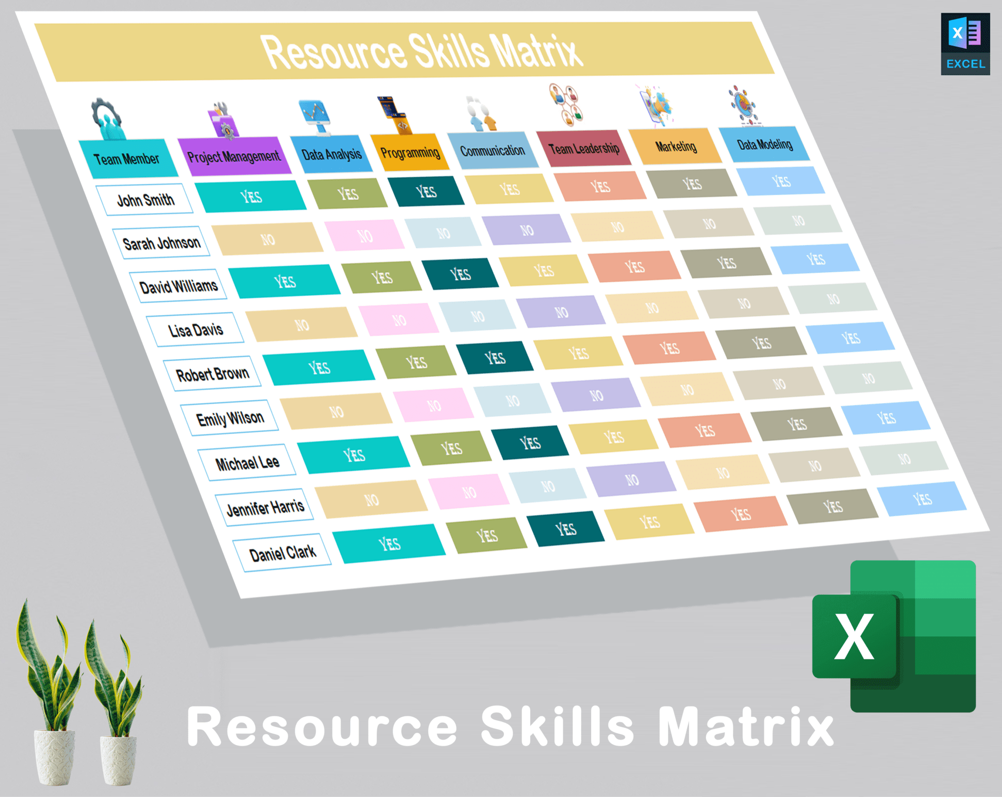 Order Resource Skills Matrix Template for Employee Skills Assessment
