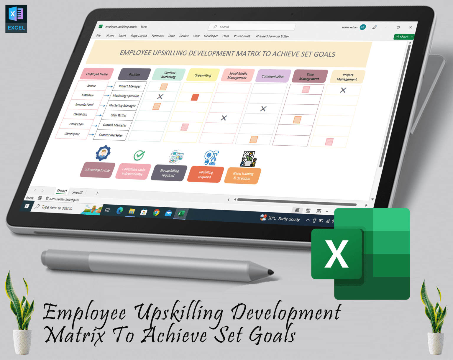 Employee Competency Matrix Template | Editable Excel for Skill Development