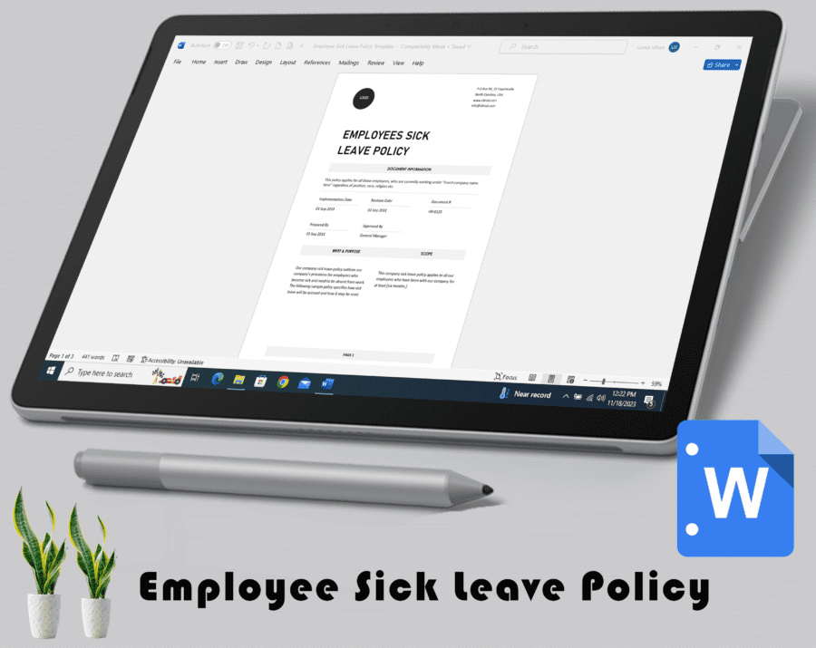 Sick Leave Policy Template – HR-Compliant & Editable Document
