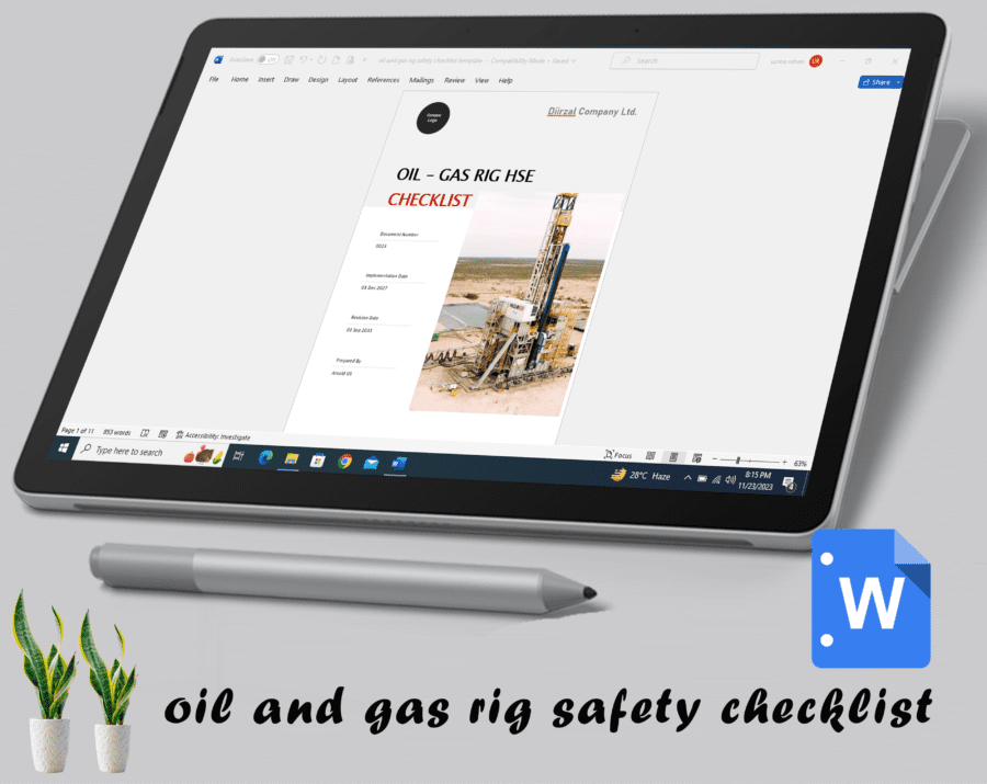 Oil and Gas Rig Safety Checklist Template - Customizable & OSHA-Compliant