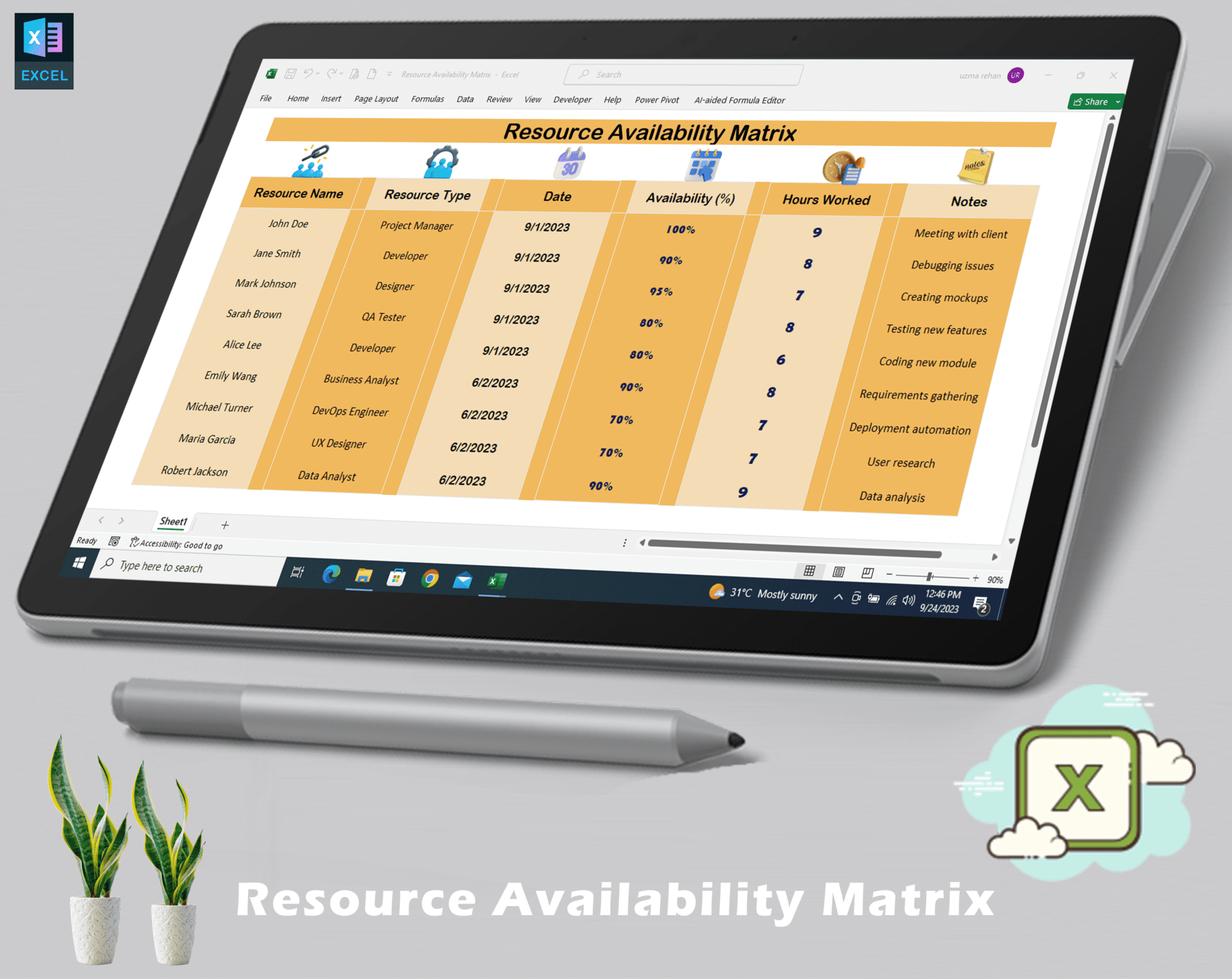 Resource Availability Matrix Template - Easy Resource Planning & Allocation Tool