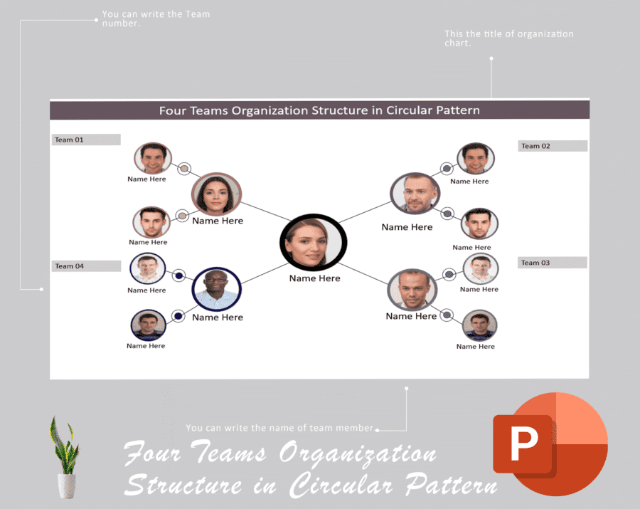 Four Teams Organization Structure in Circular Pattern - Diirzal