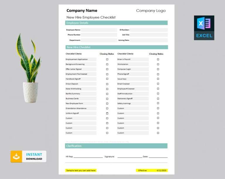 Employee Onboarding Process: New Hire Checklist Template for HR ...
