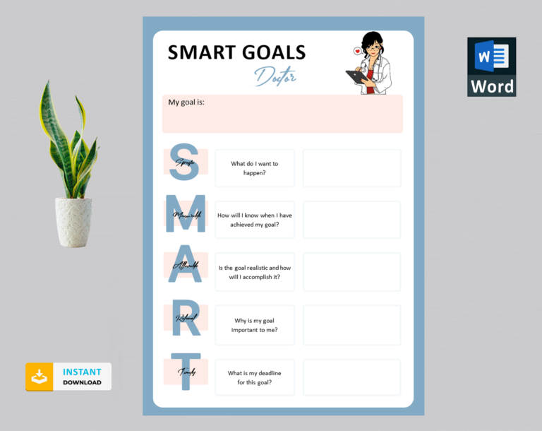 Doctor Goal Setting Template – SMART Goals Planner for Physicians ...
