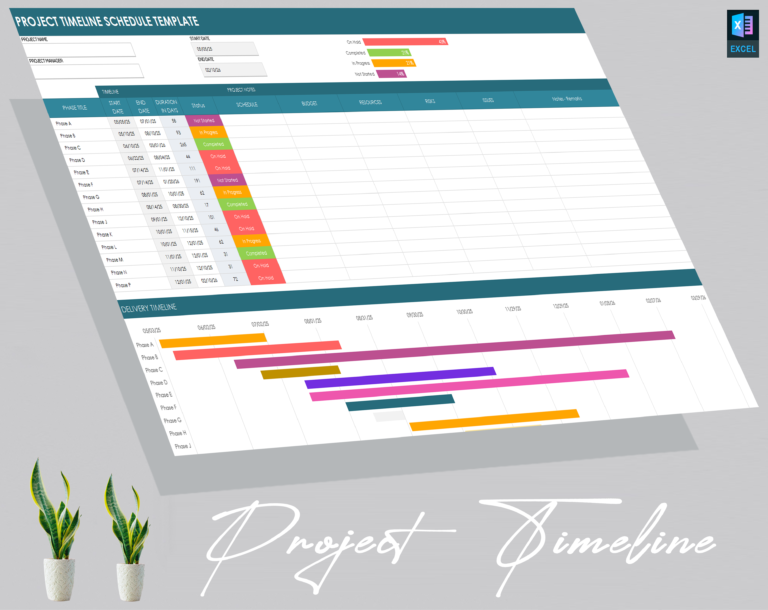 Gantt Chart Template - Editable Project Schedule & Project Management ...