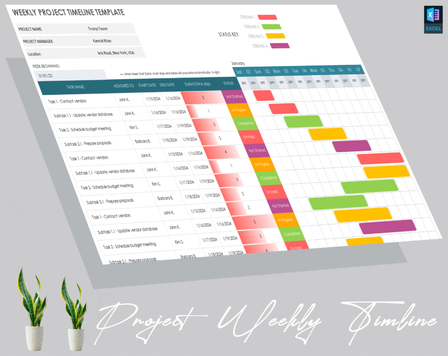 Weekly Gantt Chart Template | Simplify Project Planning & Management