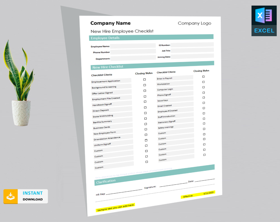 Employee Onboarding Process: New Hire Checklist Template for HR ...