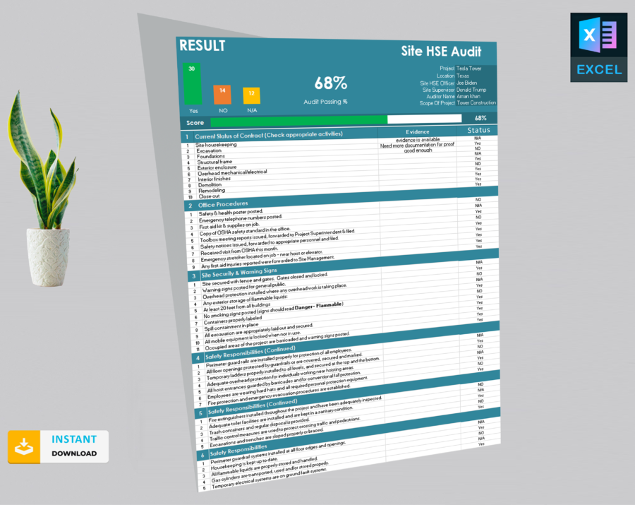 Safety Audit Checklist Template – HSE Compliance for Construction ...