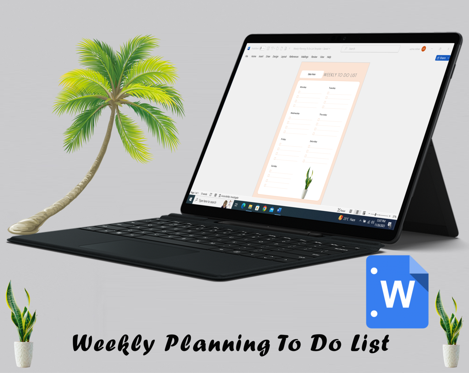 Weekly Planning To-Do List Template | Customizable Productivity Planner