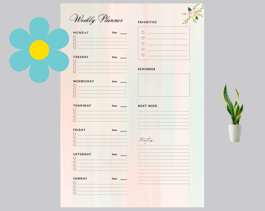 Customizable Weekly Planner Template - Printable Office Planner for ...