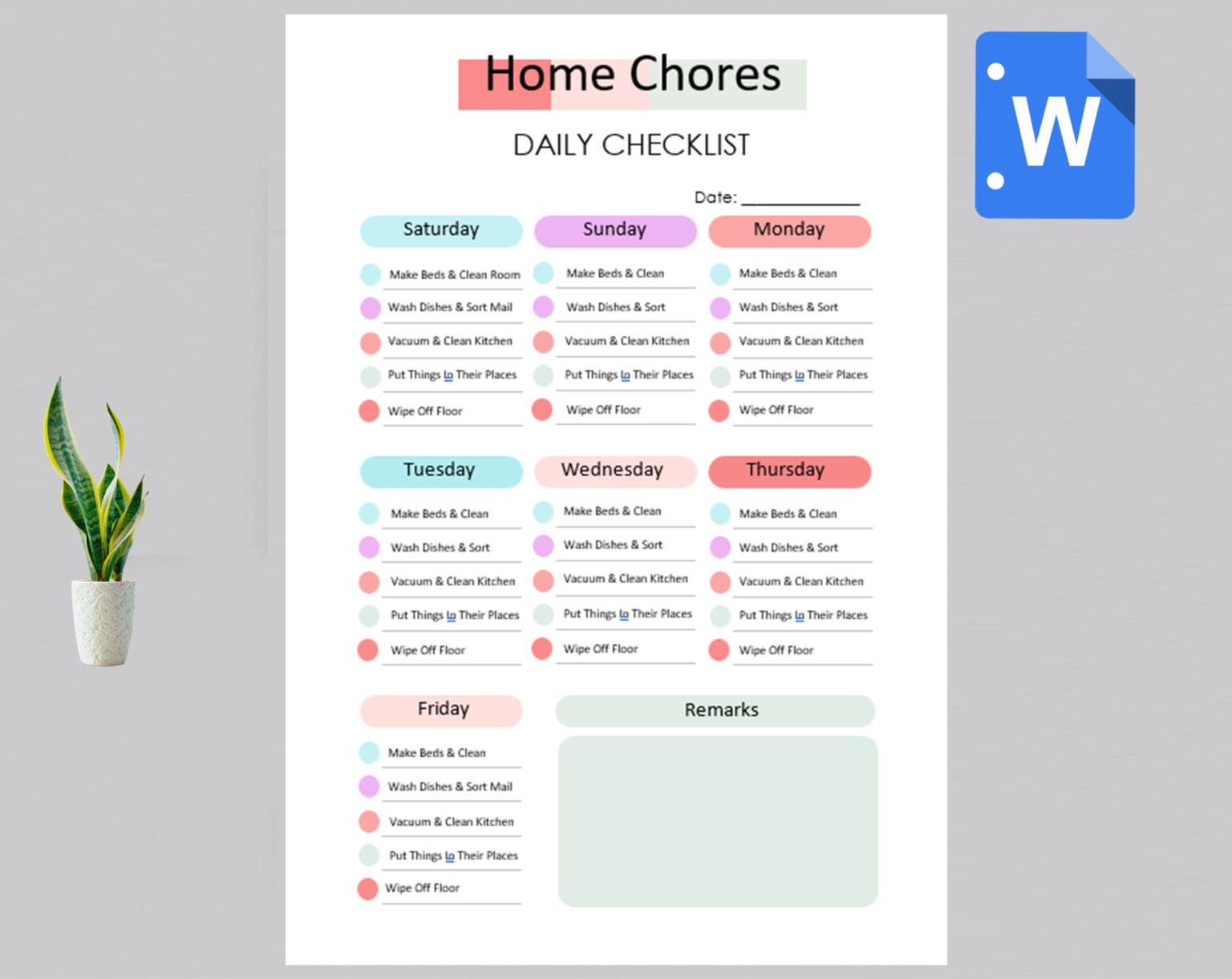 Home chores daily weekly monthly checklist – Diirzal