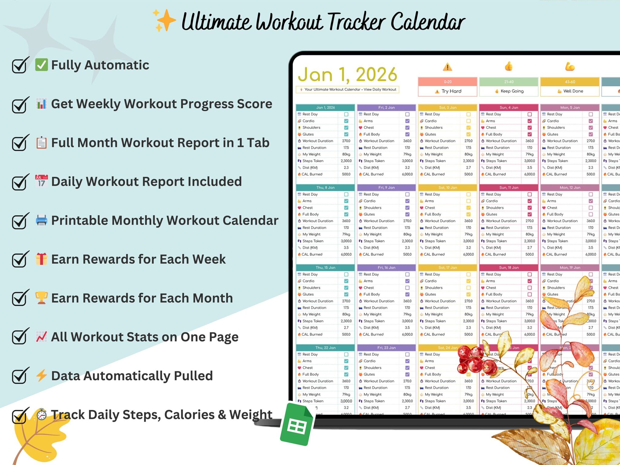 Workout Tracker - workout tracker google sheet - workout template ...
