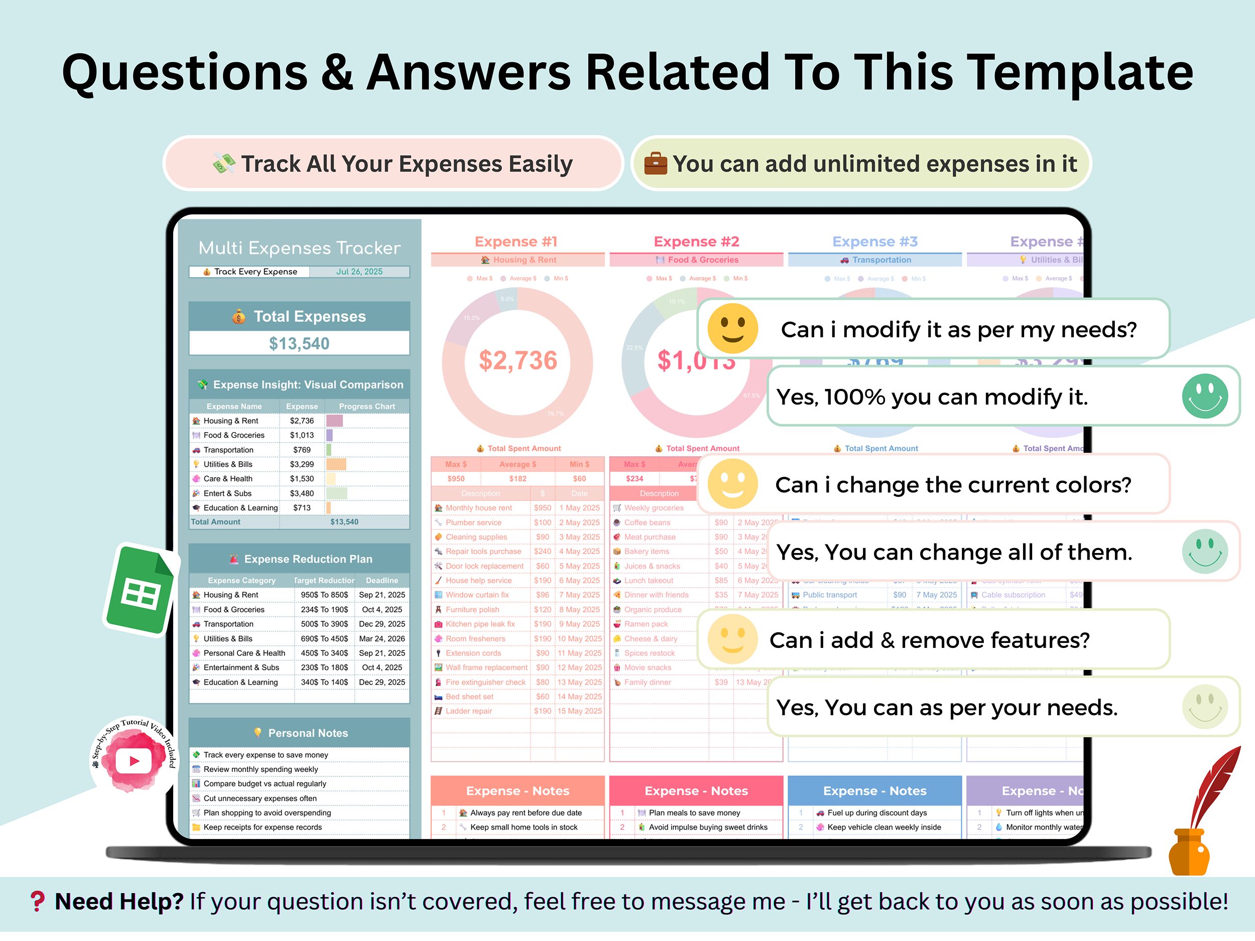 Multi Income Tracker - Expense Tracker Google Sheets - Savings Tracker ...